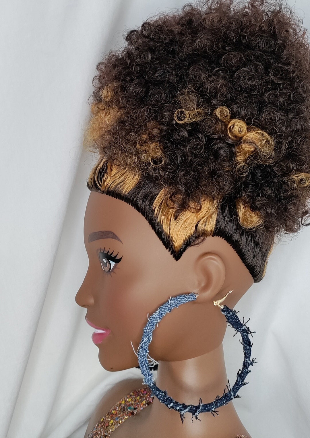 Denim Hoop Earrings (dark Blue) - Etsy