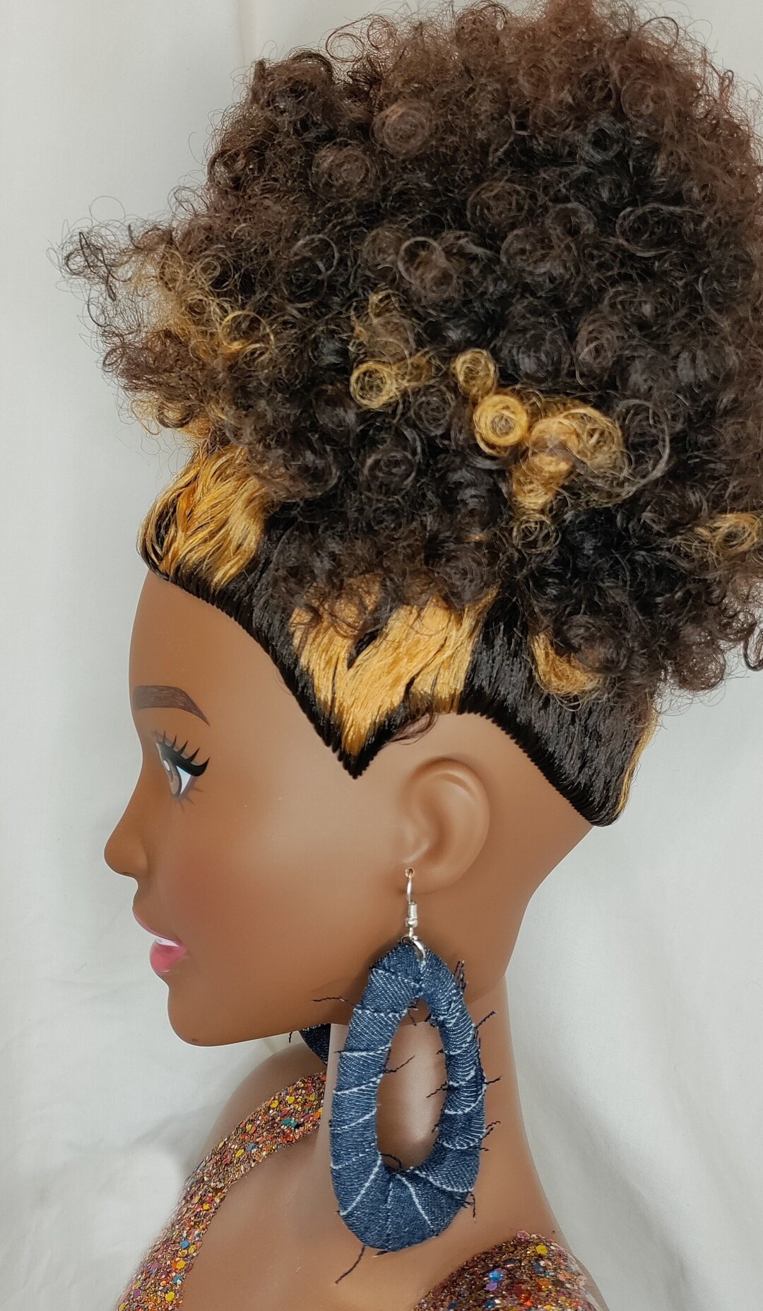 Denim Hoop Earrings (dark Blue) - Etsy