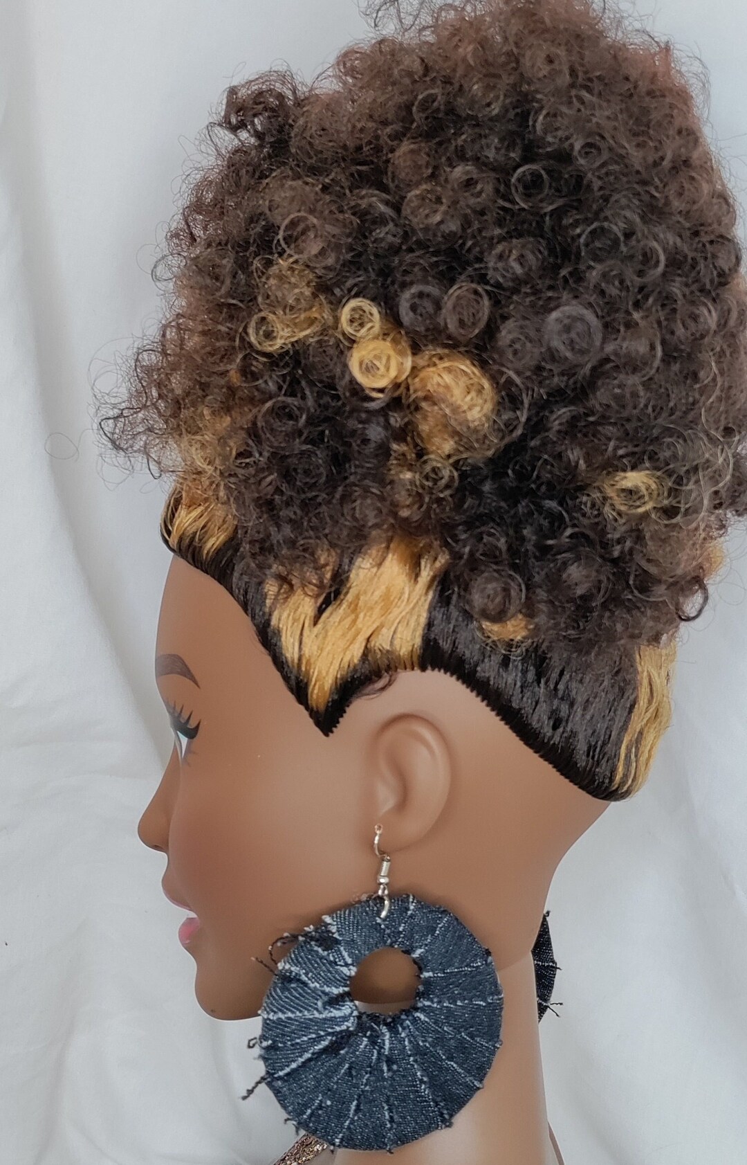 Denim Hoop Earrings (black) - Etsy