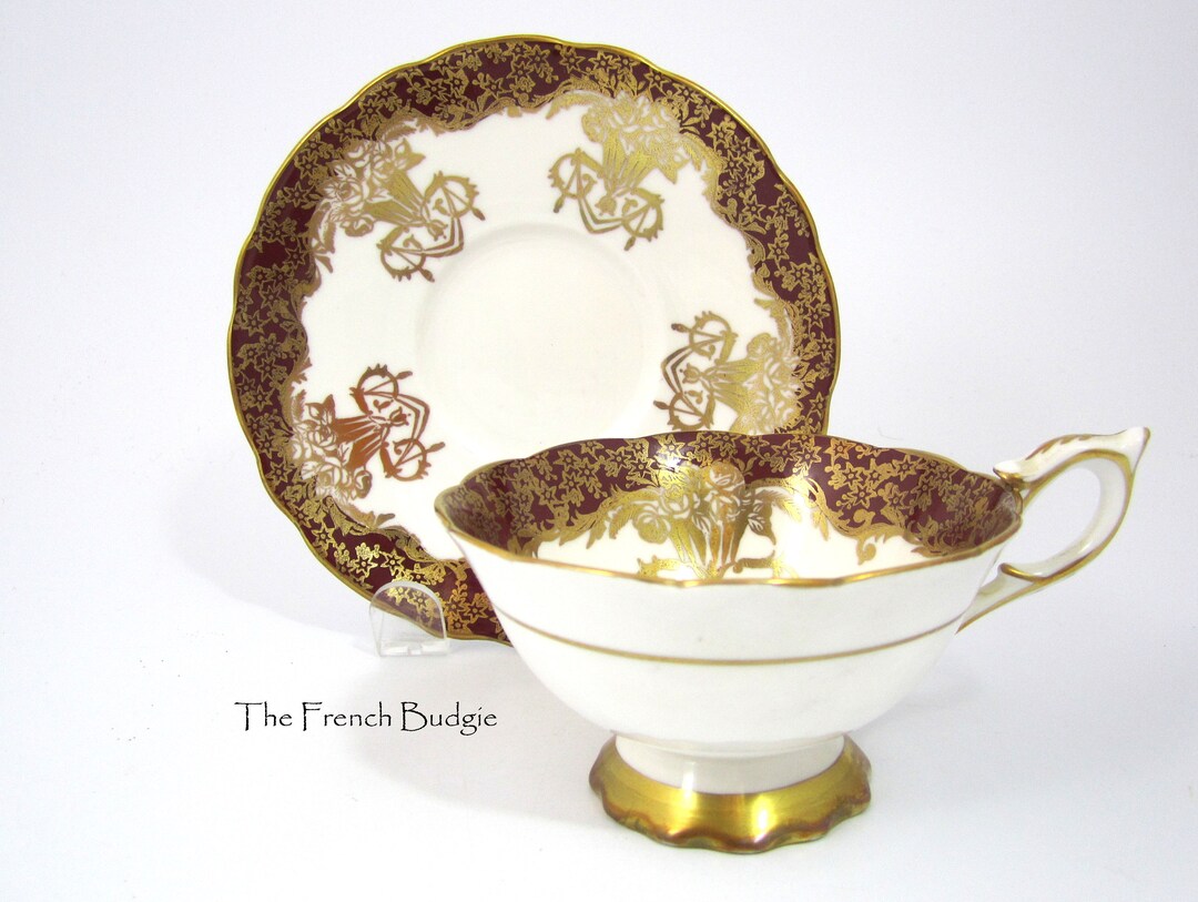 Royal Stafford Red and Gold Vintage Teacup and Saucer Set , Made in ...