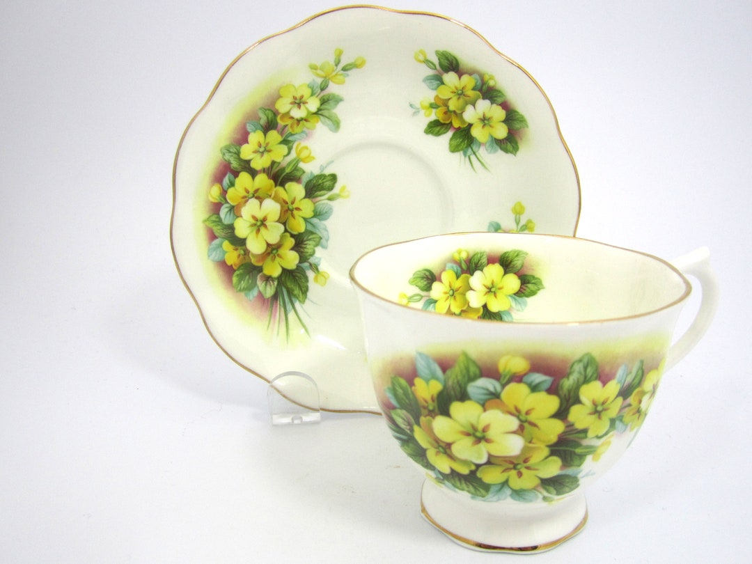 Royal Albert Yellow Primula Vintage Teacup and Saucer Set Made in ...
