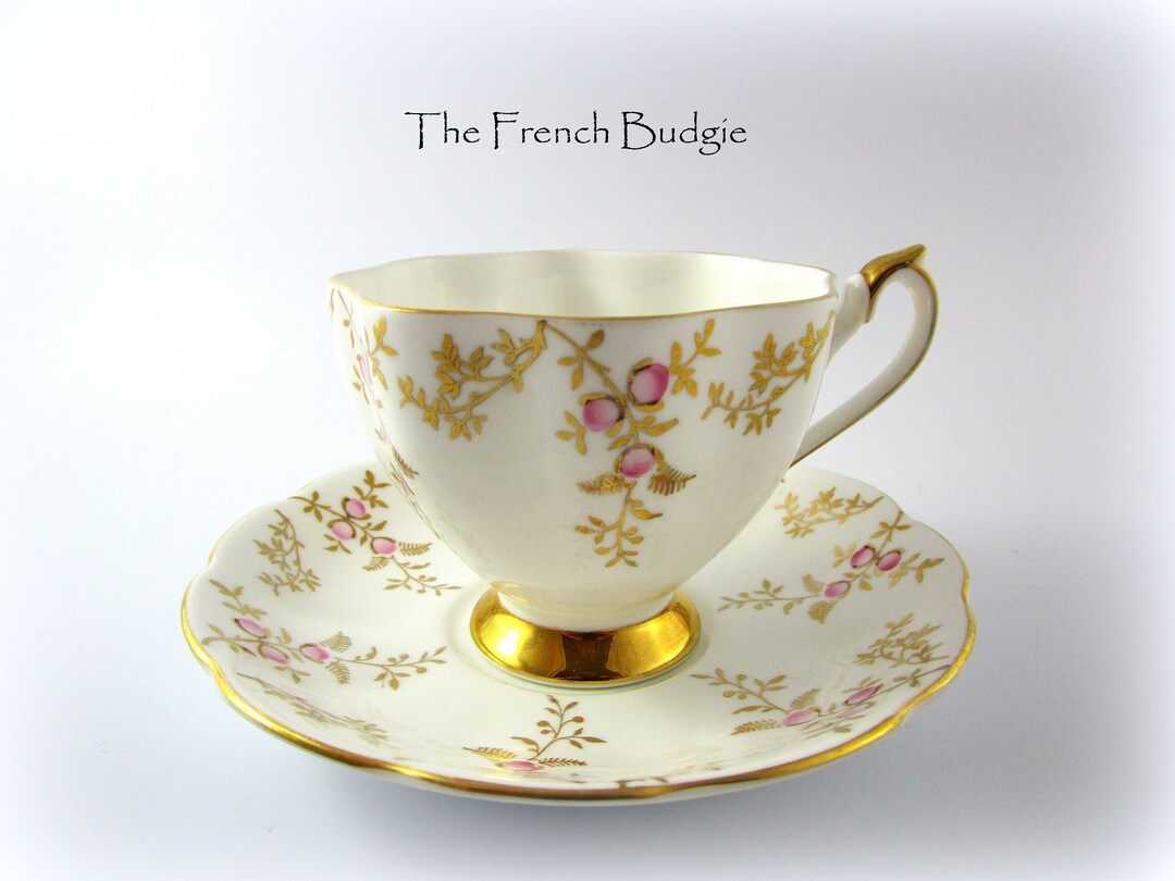 Queen Anne Vintage Pink and GOLD Teacup and Saucer Set , Made in ...