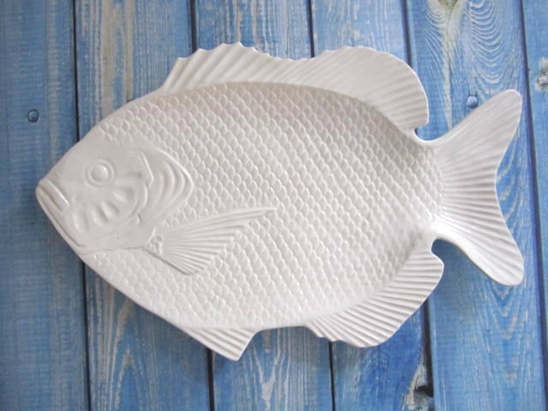 Large Vintage White Ceramic Fish Shaped Platter Made in JAPAN - Etsy