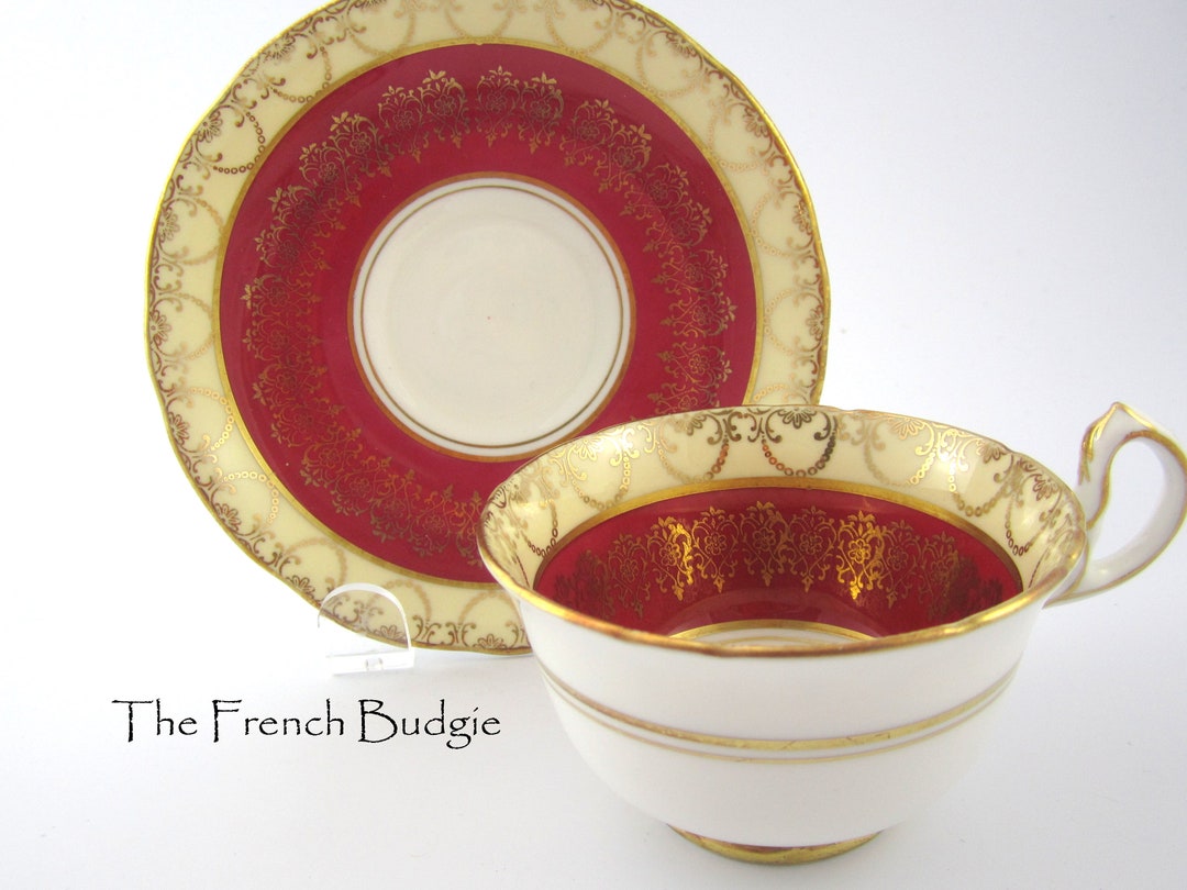 Royal Stafford Red and Gold Vintage Teacup and Saucer Set Made in ...