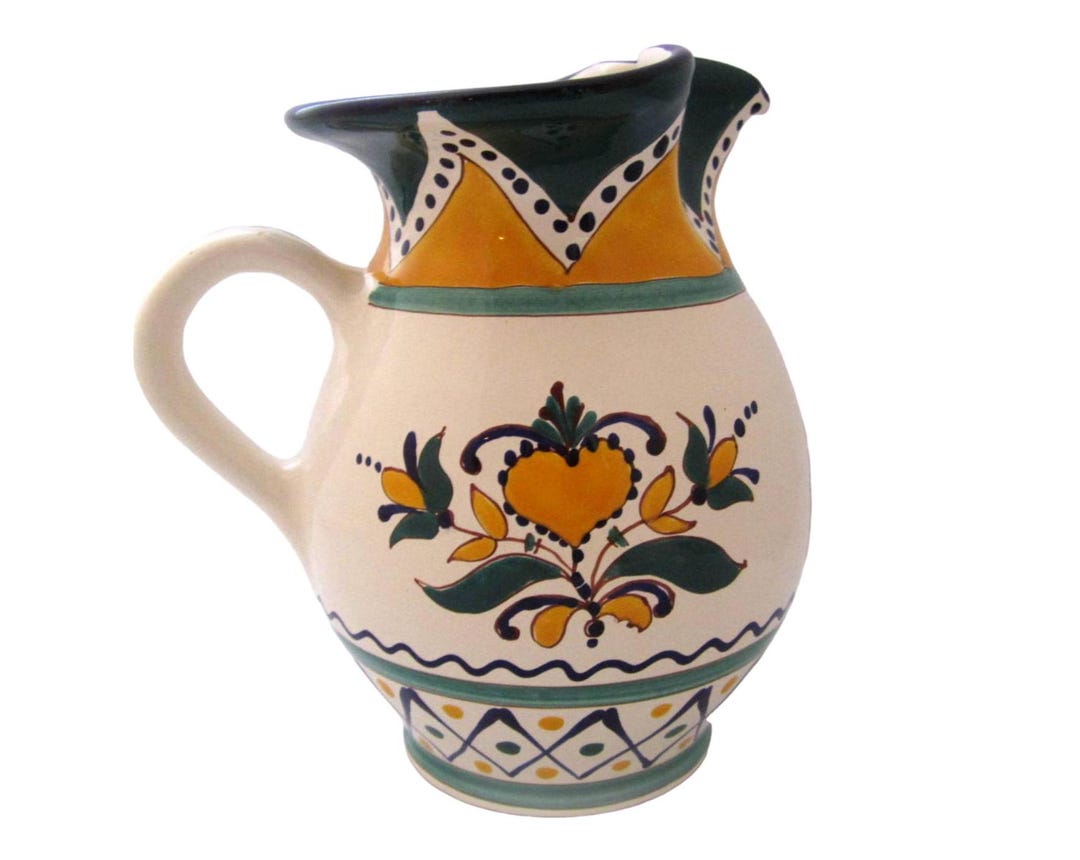 Beautiful Vintage Folk Art Hand Painted Pottery Pitcher Made in Hungary ...