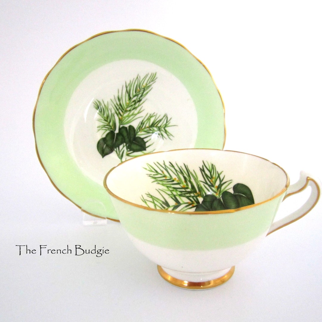 Melba "sherwood" Green Leaf Vintage Teacup and Saucer Made in ENGLAND ...