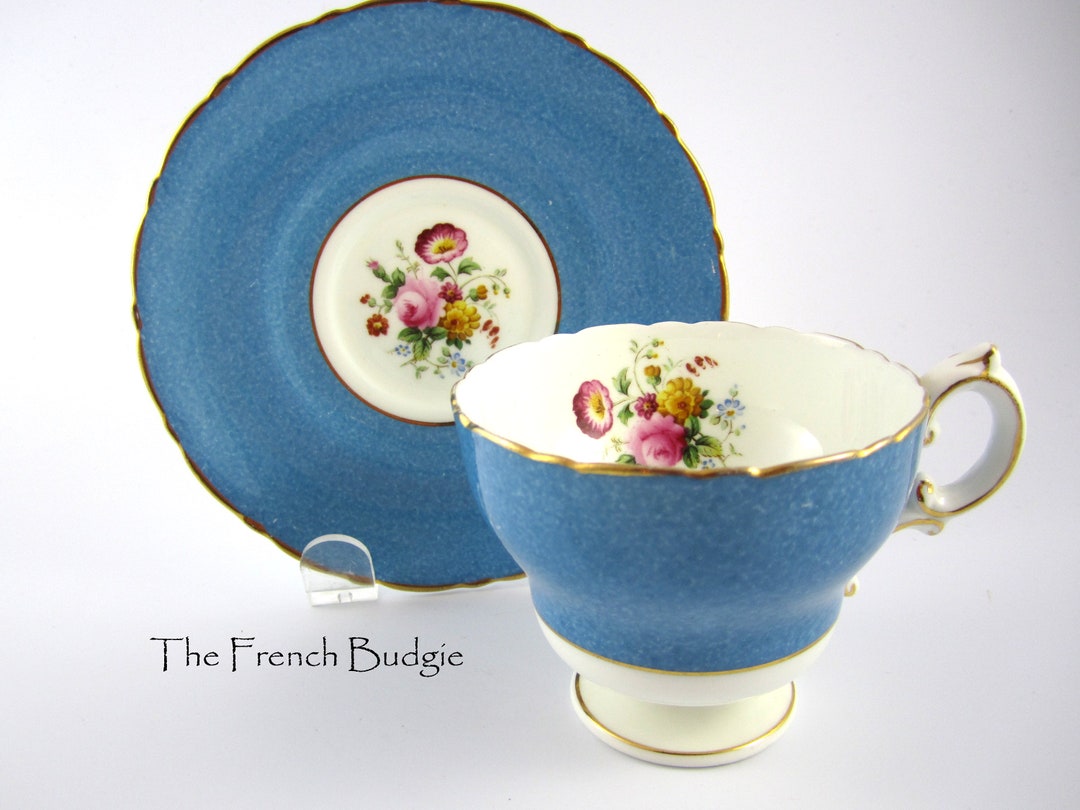 Cauldon Vintage Sky Blue Teacup and Saucer Set Made in ENGLAND Tea Cup ...