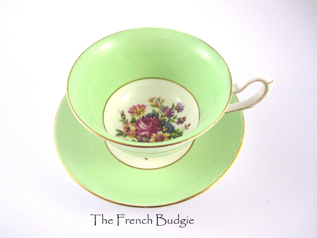 Taylor and Kent Green Vintage Teacup and Saucer Made in ENGLAND Tea Cup ...