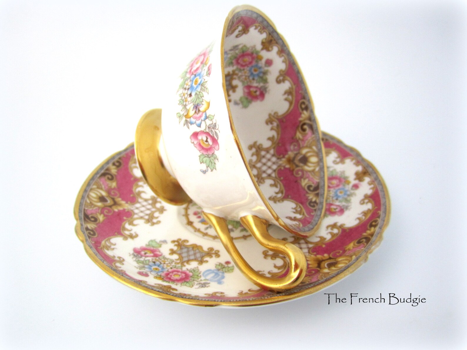 Shelley Pink Vintage Tea Cup and Saucer "sheraton" Pattern Teacup - Etsy