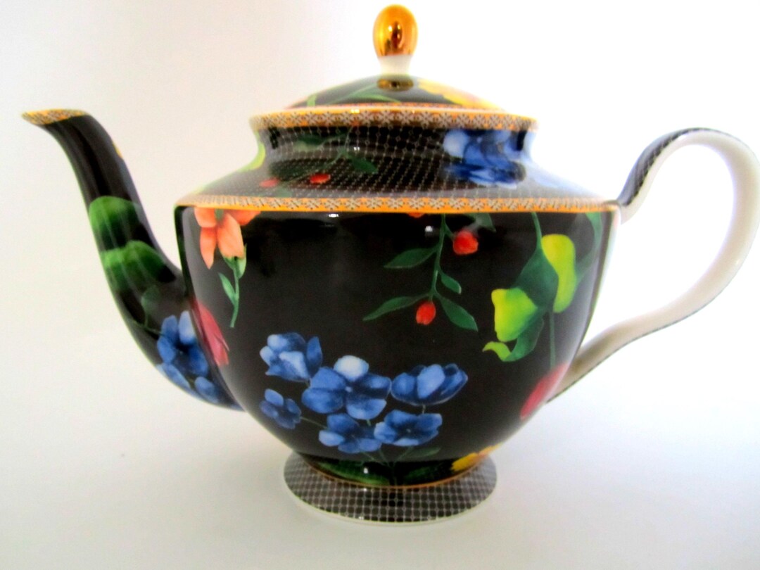 Maxwell Williams TEA'S & C's Black Floral Teapot Contessa - Etsy