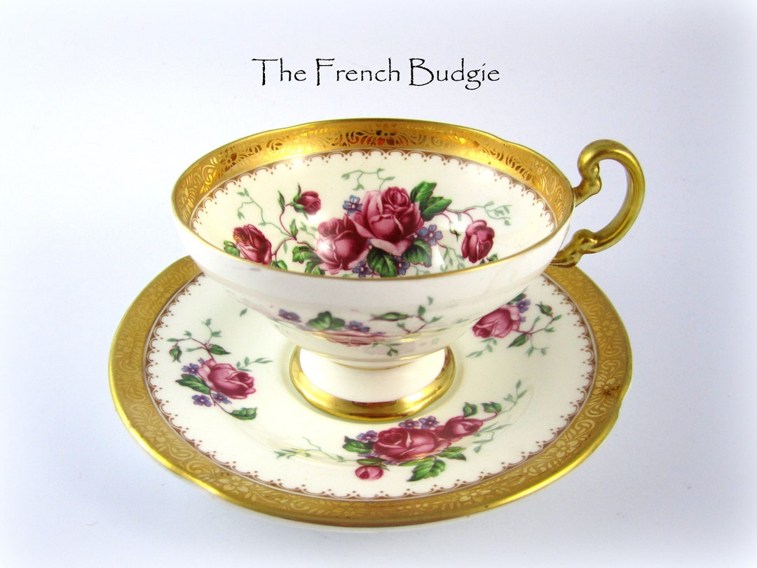 Old Royal Red Rose With GOLD Band Tea Cup and Saucer Set Made in ...