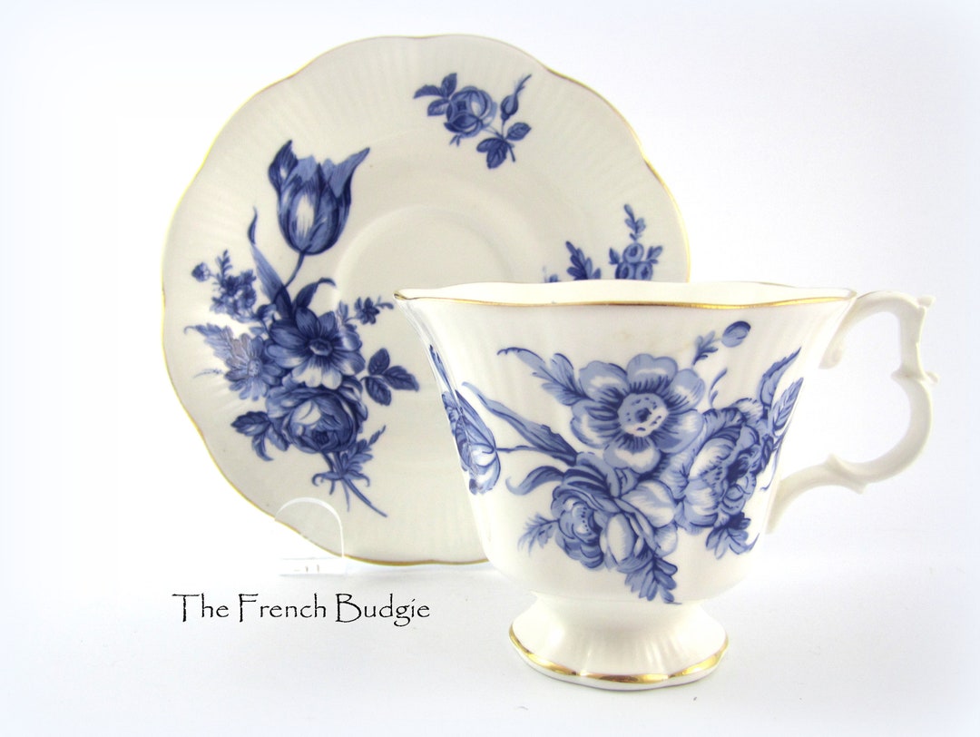 Royal Albert Blue and White Vintage Teacup and Saucer Set Made in ...