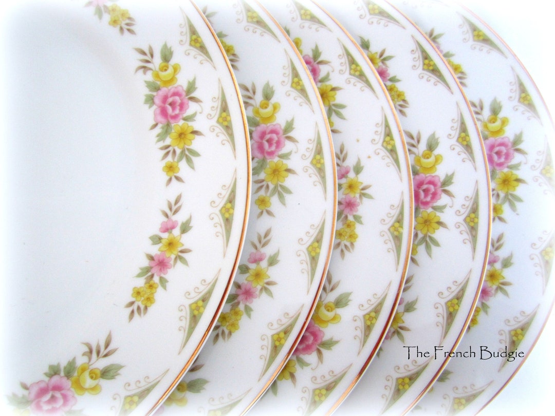 Lot of 5 Premier Dinner Plates Made in JAPAN Lorraine Pattern Pink Rose ...