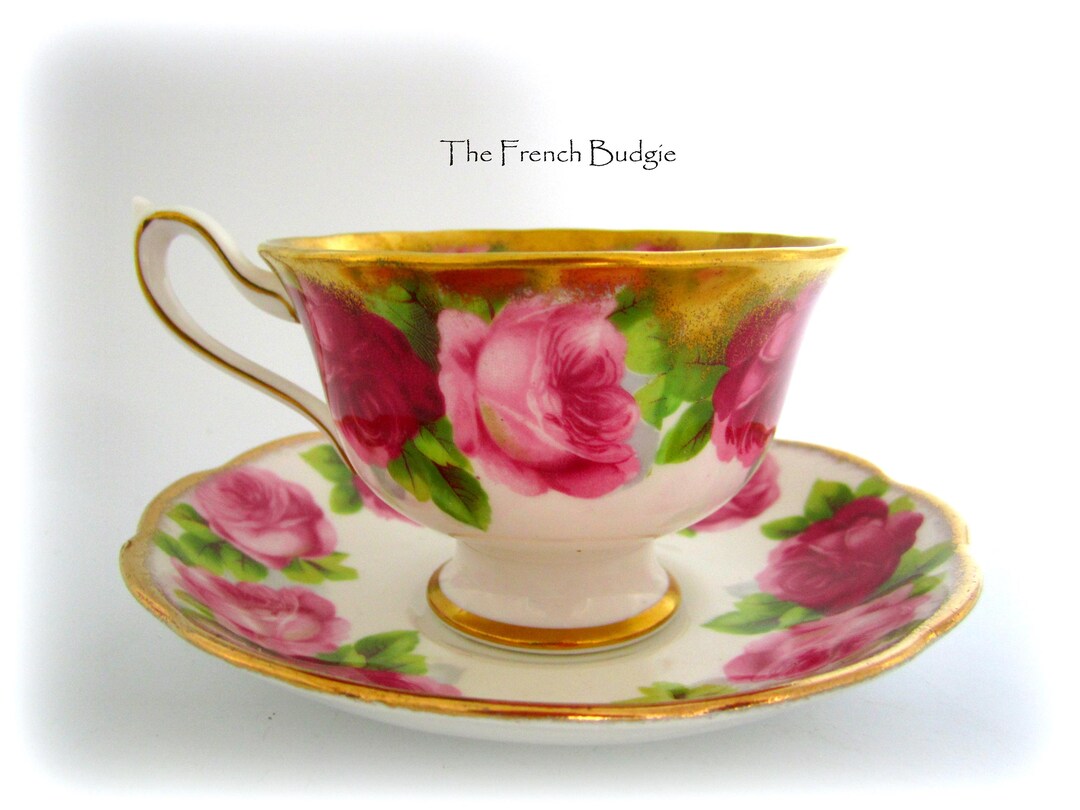 Royal Albert Red and Pink OLD ENGLISH ROSE Vintage Teacup and Saucer ...