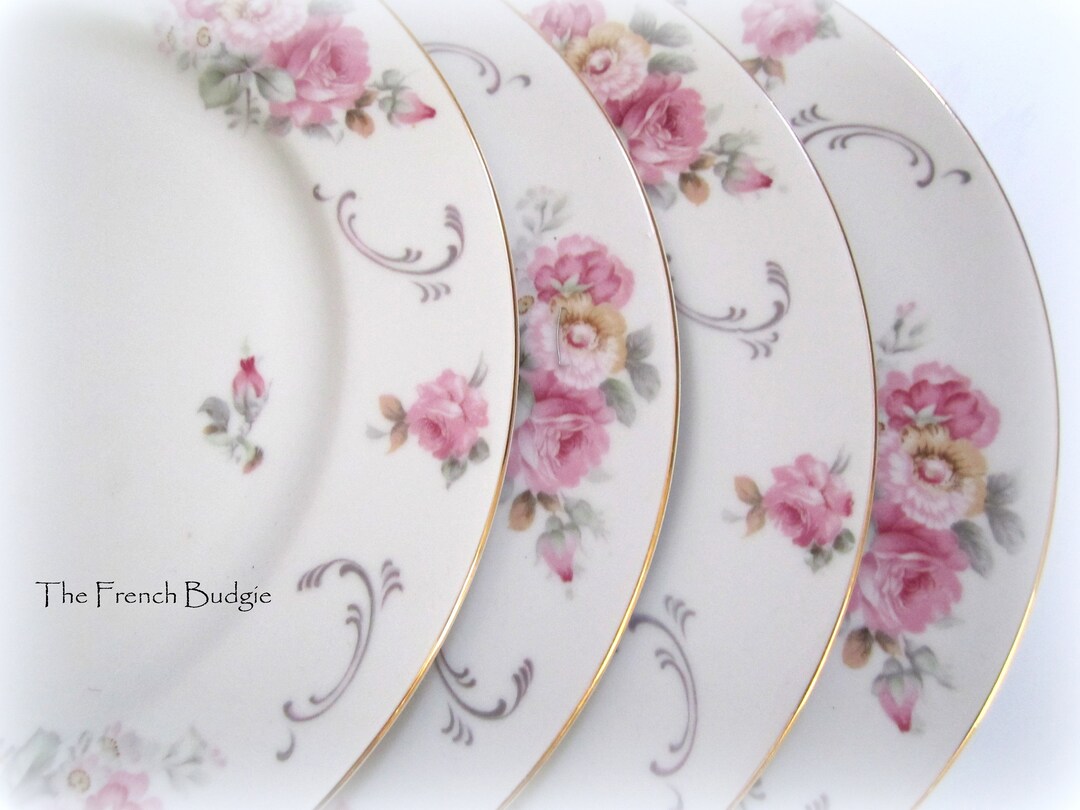 LOT of 4 - Damaka Tajimi Vintage Dream Rose Pattern Dinner Plates Made ...