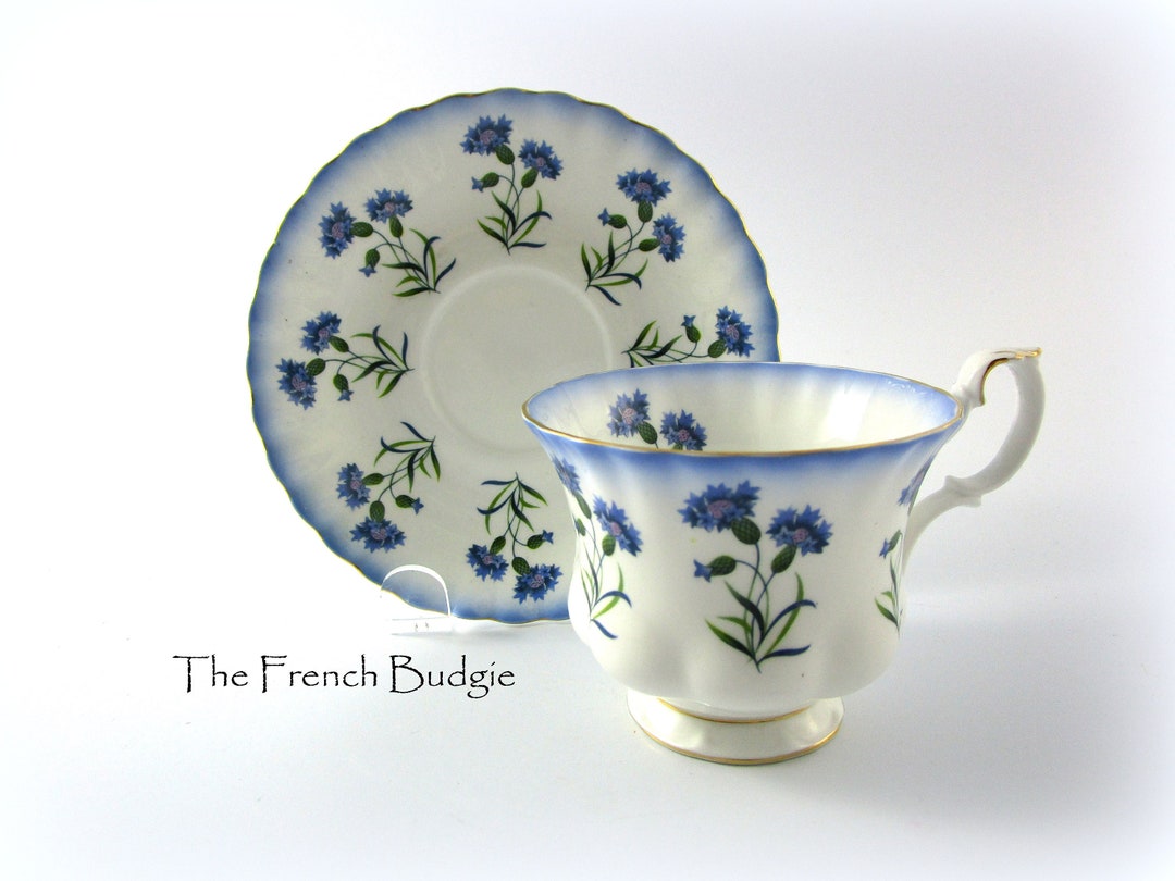 Rare Royal Albert Blue Vintage Cornflower Teacup & Saucer Set Made in ...