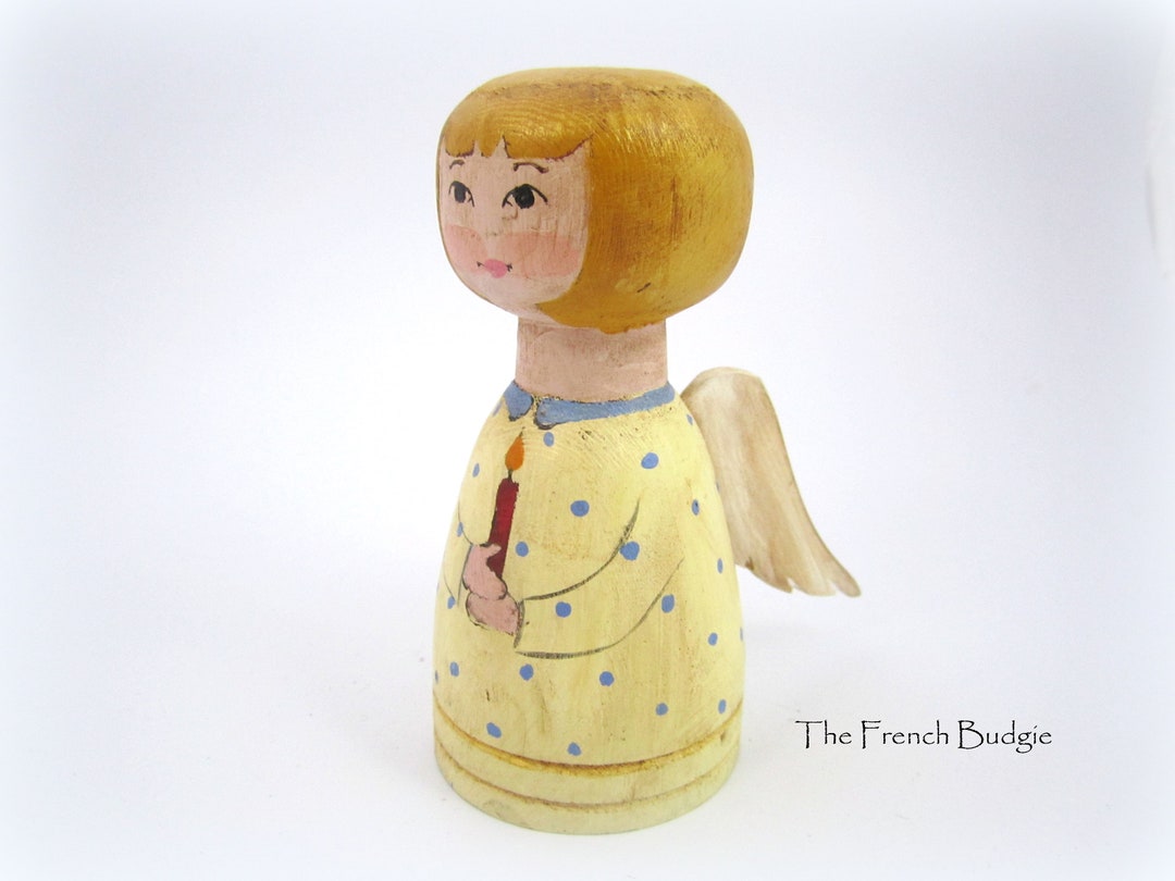 Vintage Turned Wooden Folk Art Angel Christmas Decoration - Etsy
