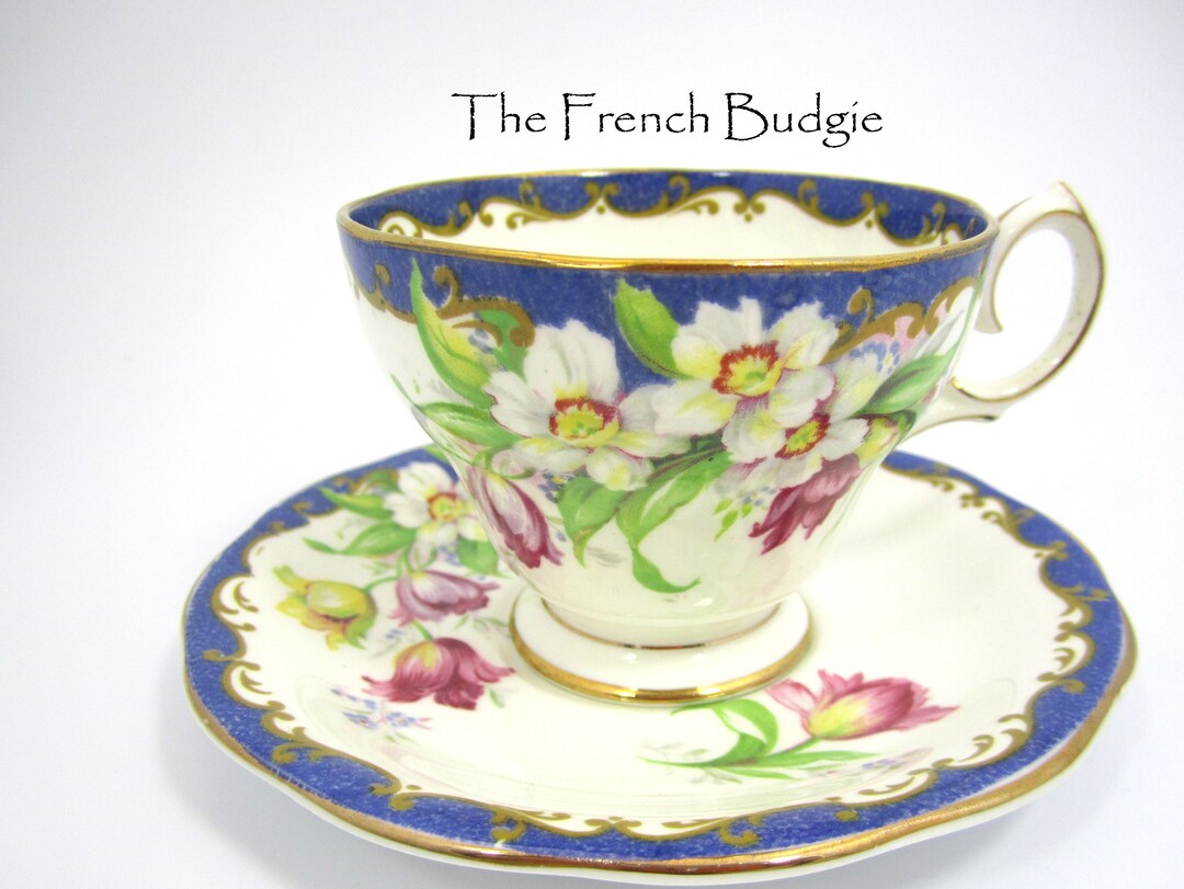 Bell China Blue "narcissus" Vintage Teacup and Saucer Daffodil and ...