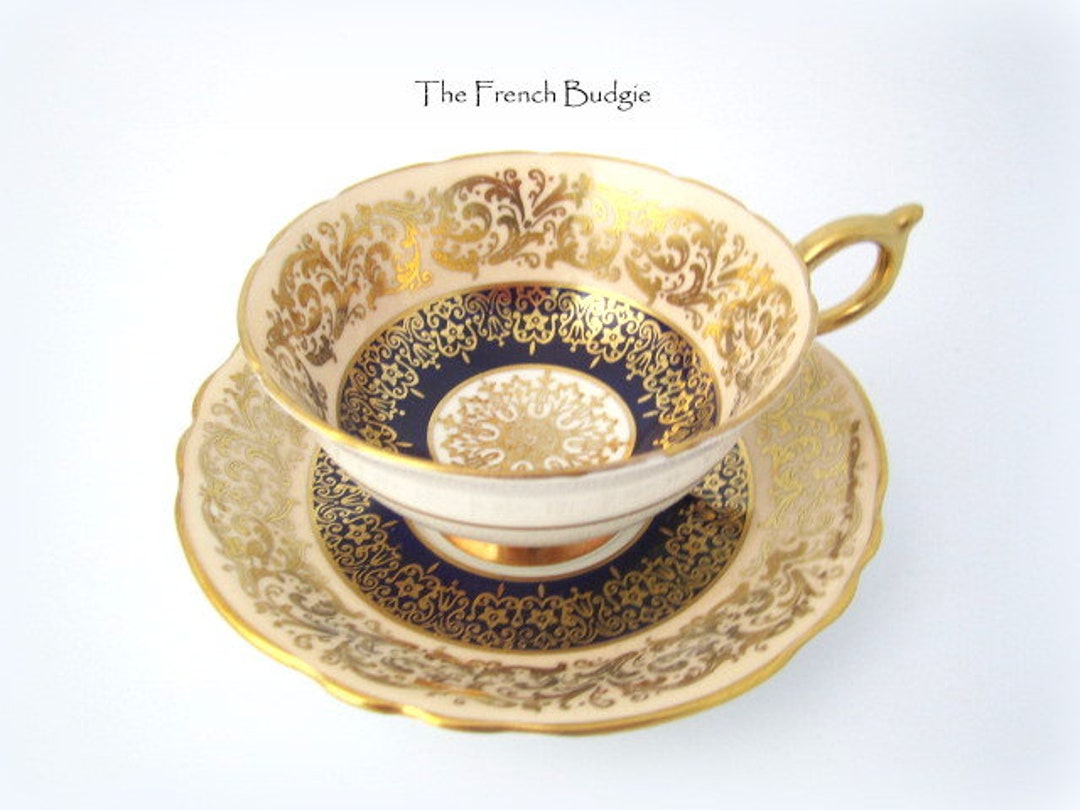Paragon Double Warrant Cobalt Blue, Blush and Gold Vintage Teacup and ...