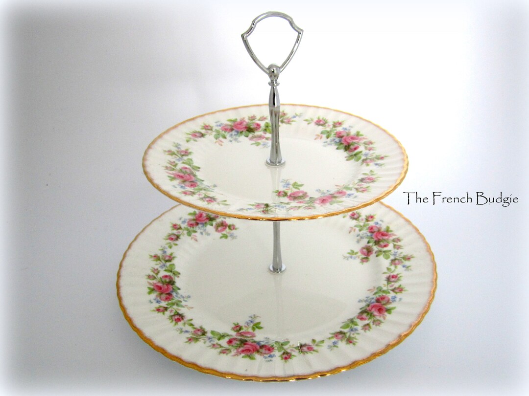 PARAGON Custom MOSS ROSE 2 Tiered Cake Stand , Two Tiered - Etsy