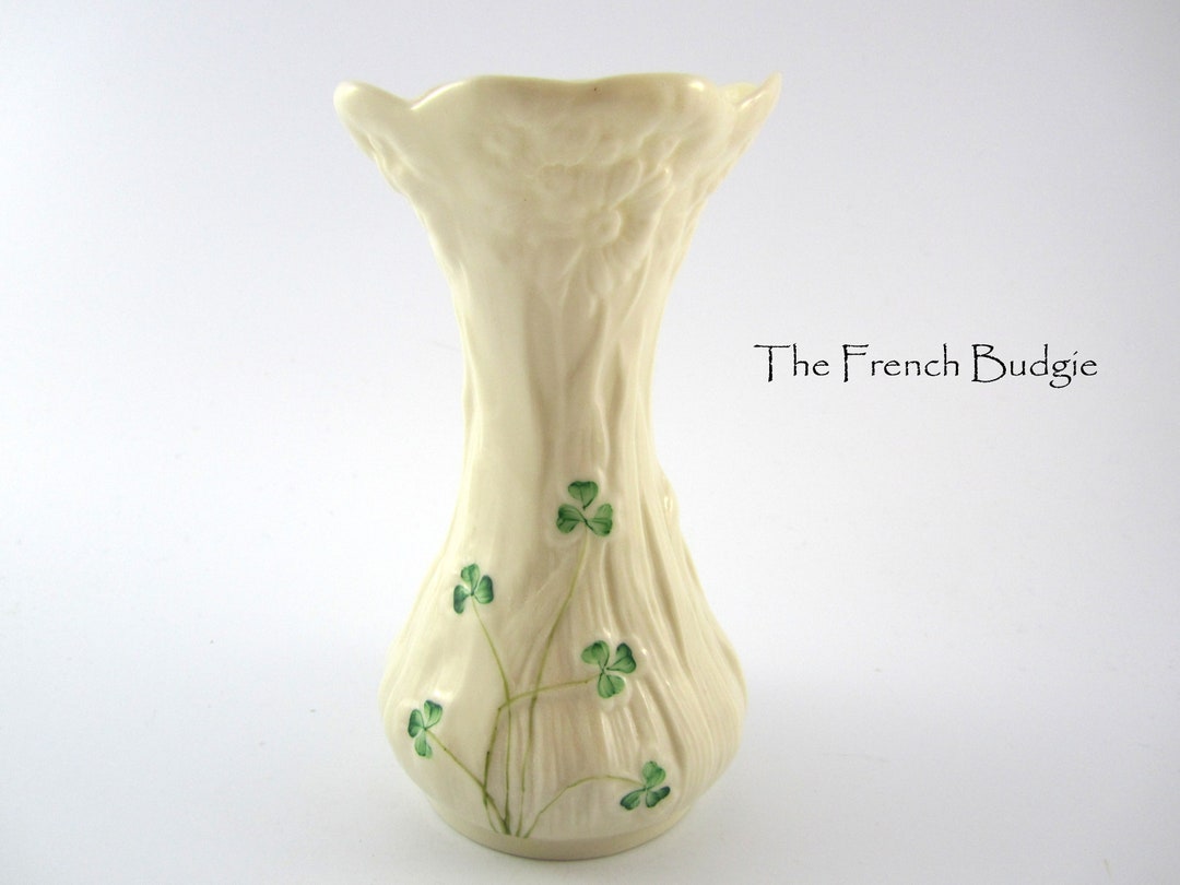 Belleek Embossed Shamrock Vase Made in IRELAND - Etsy