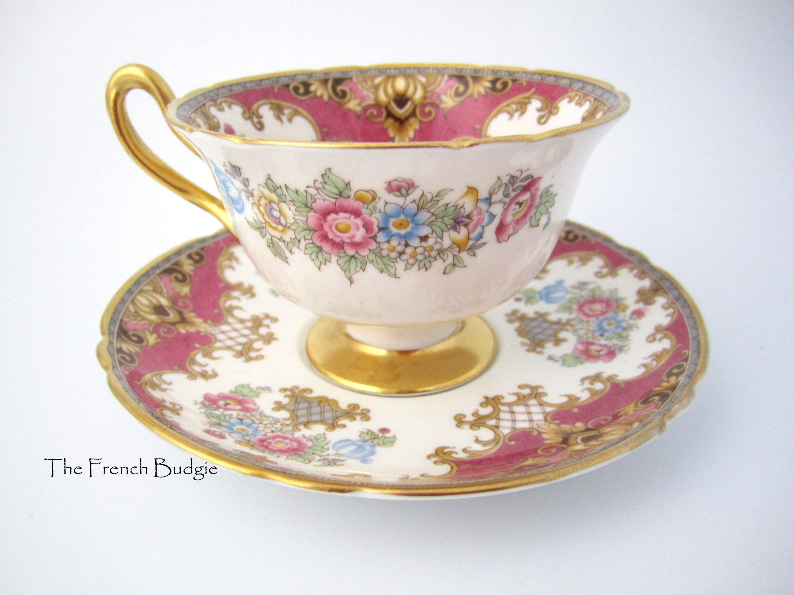 Shelley Pink Vintage Tea Cup and Saucer "sheraton" Pattern Teacup - Etsy
