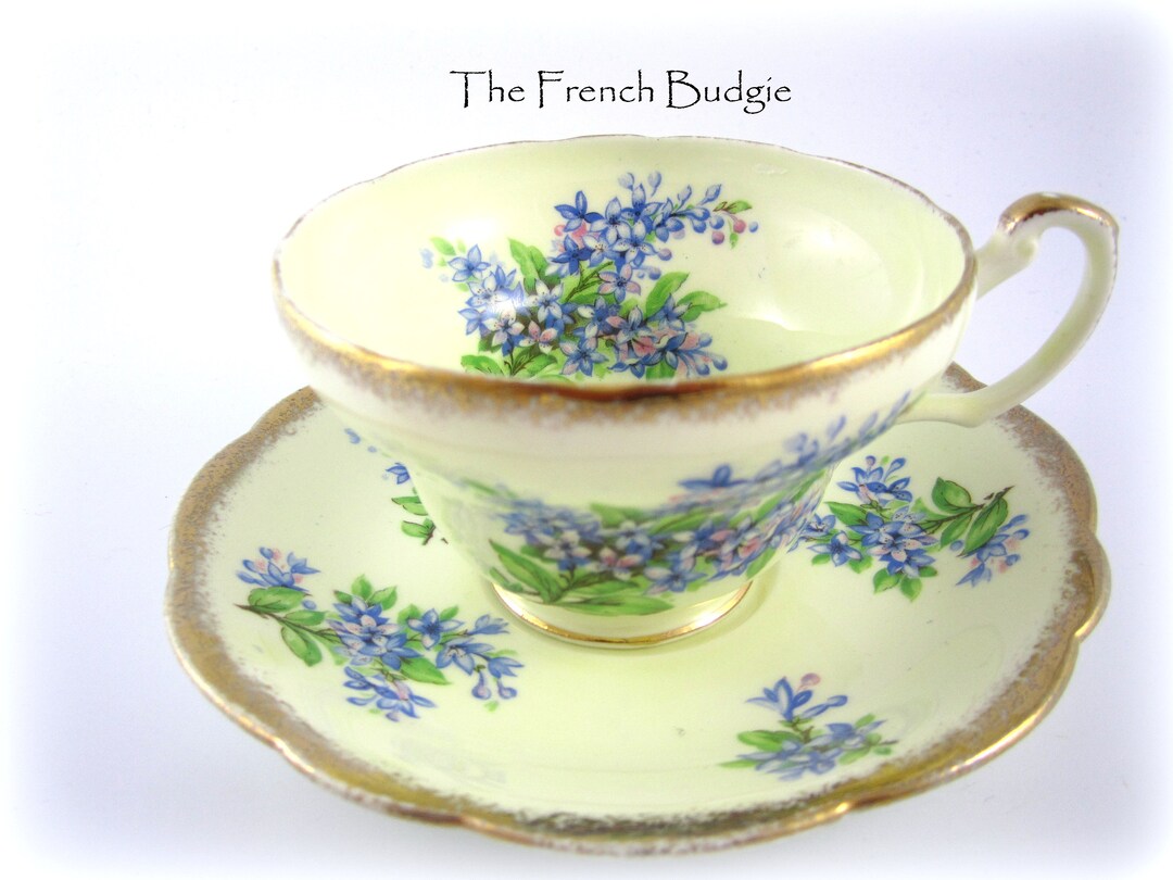 Foley Blue Flower Teacup and Saucer Made in ENGLAND Tea Cup - Etsy