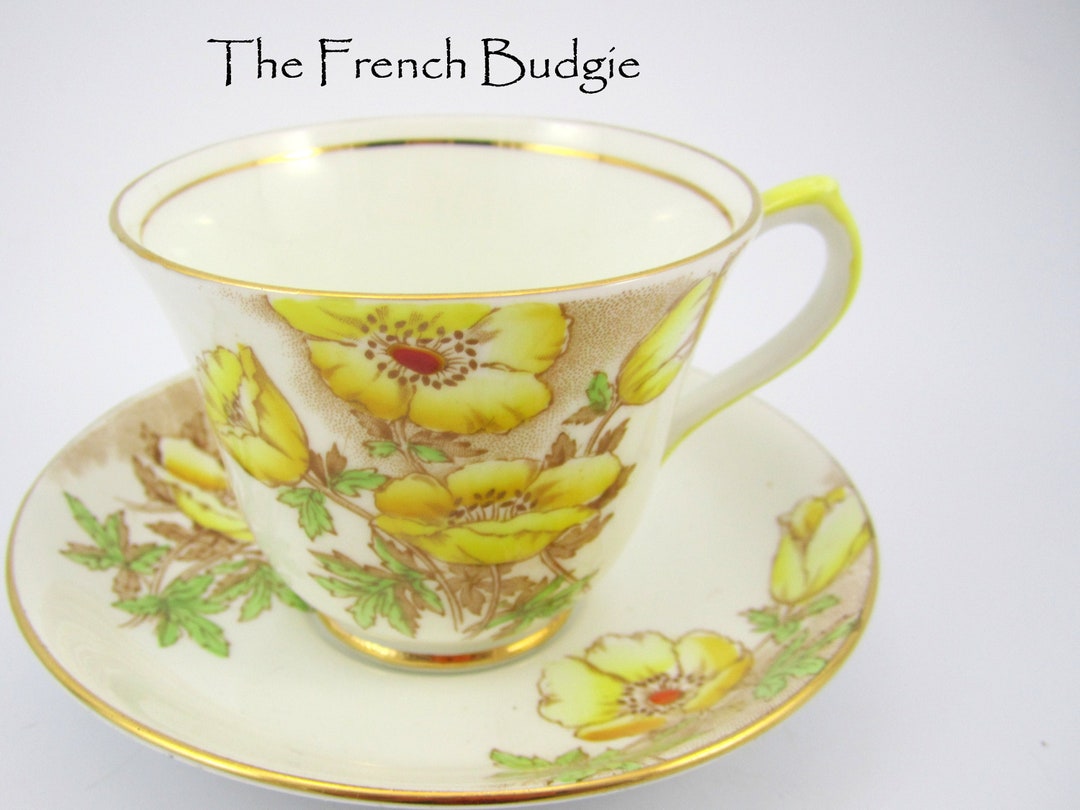 Salisbury Yellow Poppy Tea Cup and Saucer Set Made in ENGLAND Teacup - Etsy