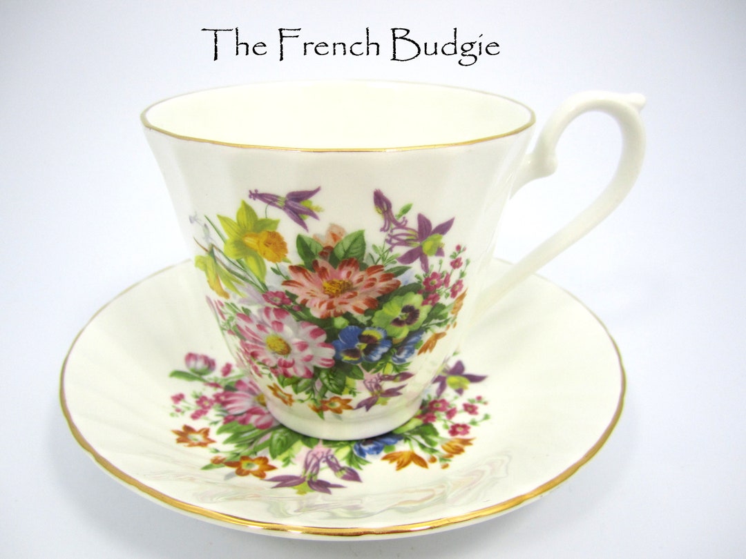 HM Royal Sutherland Vintage Teacup and Saucer Set With Spring Garden ...