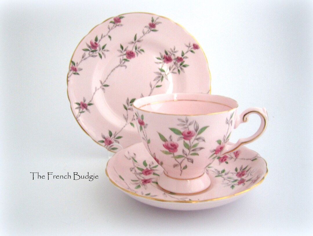 Tuscan Pink Rosebuds Vintage Tea Cup and Saucer TRIO Set Made in ...