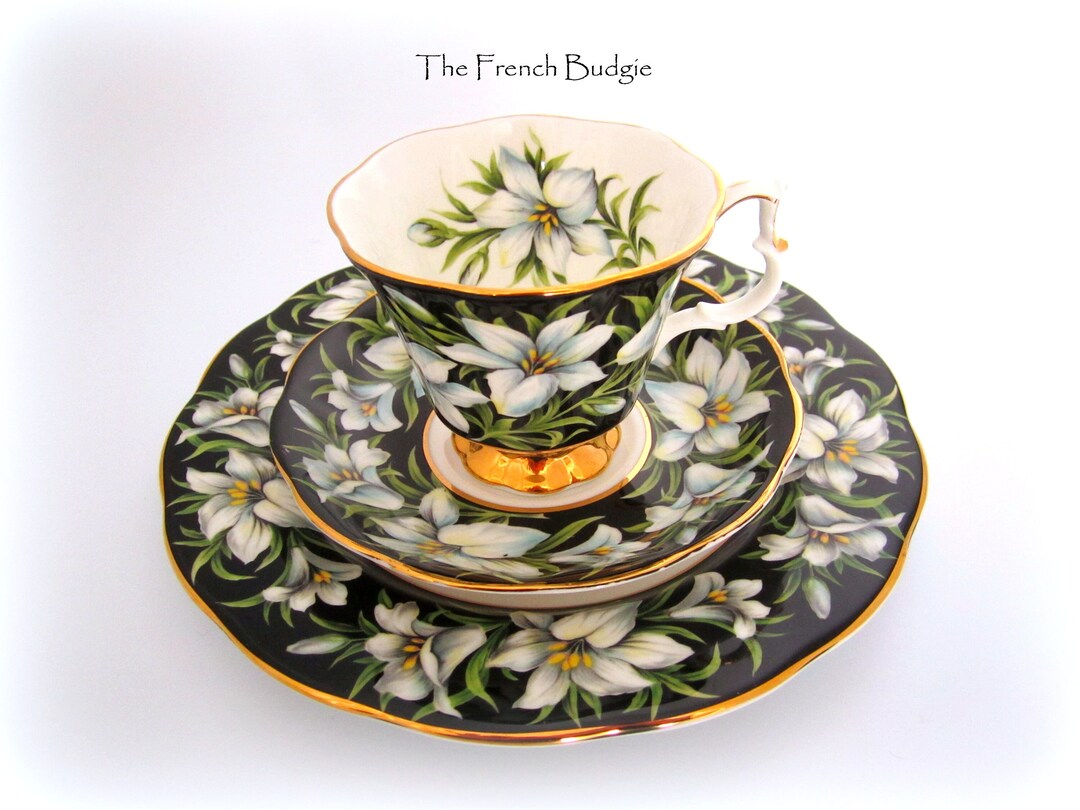Royal Albert MADONNA LILY Black Provincial Flower Series Tea Cup and ...