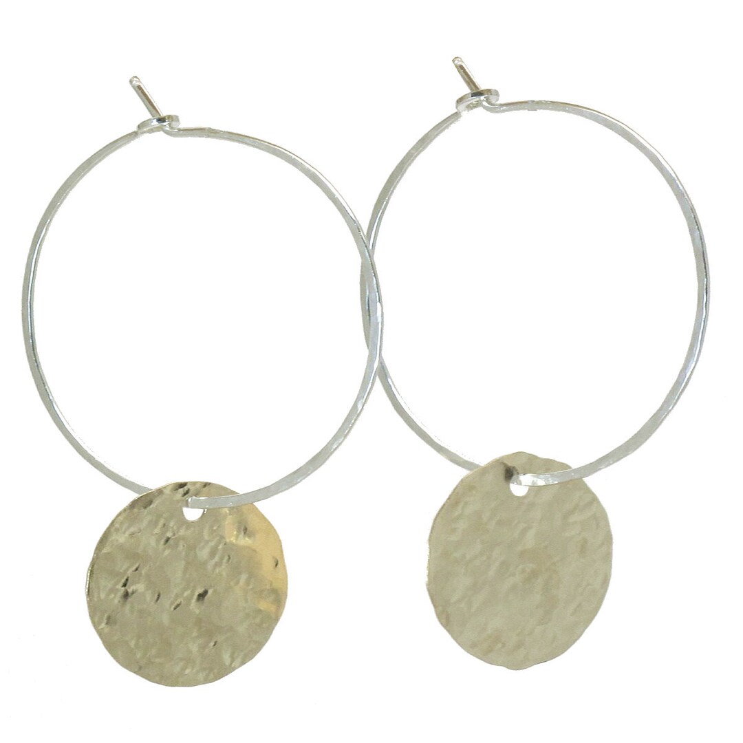 Mixed Metal Hoop Disc Earrings Nouveau 236 - Etsy