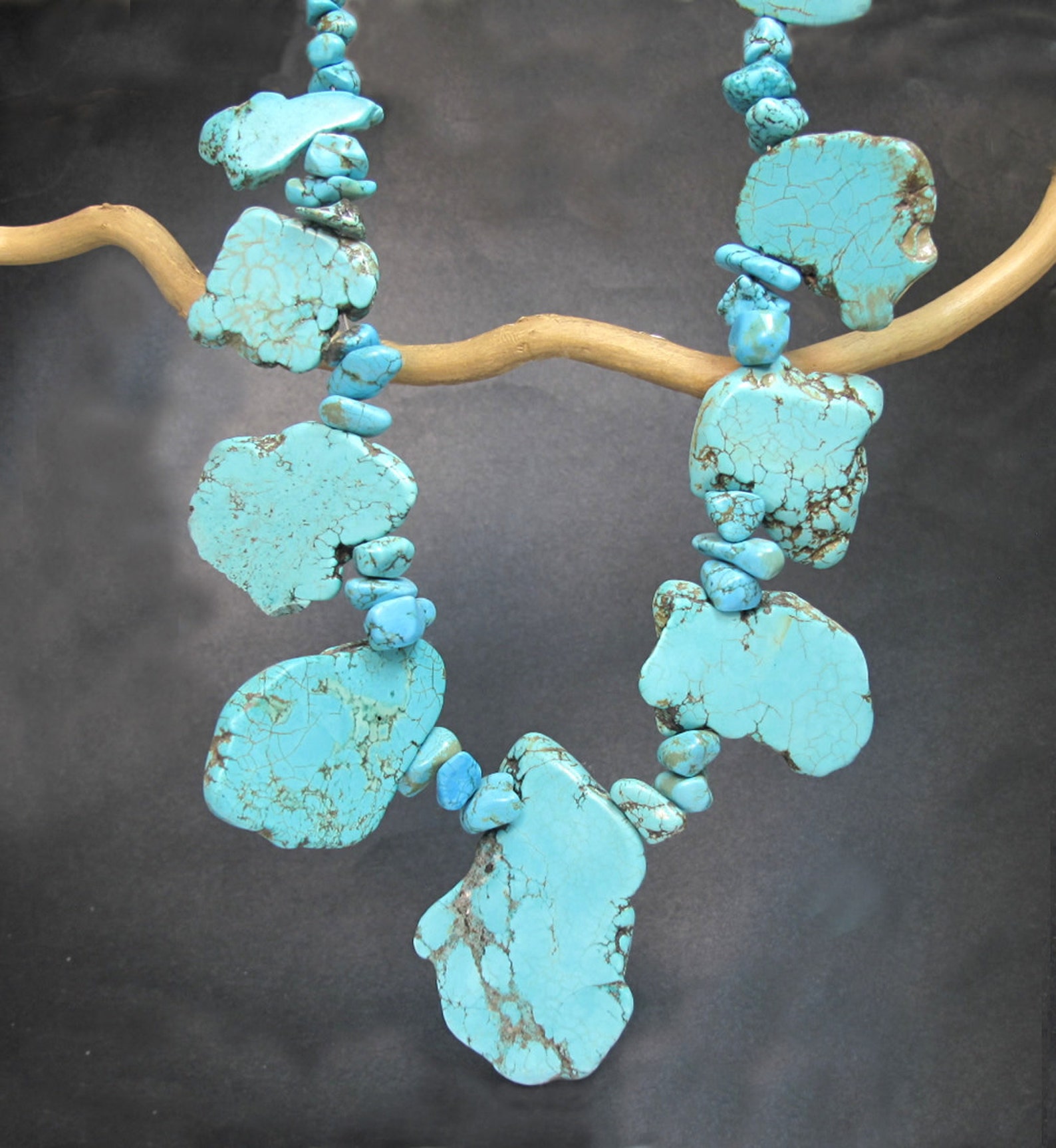 Large Turquoise Magnesite Chunks Necklace 315 - Etsy