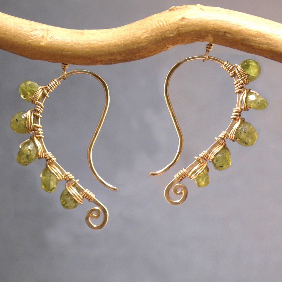 Hammered Earrings With Vessonite Gemstones Luxe Bijoux 43 - Etsy