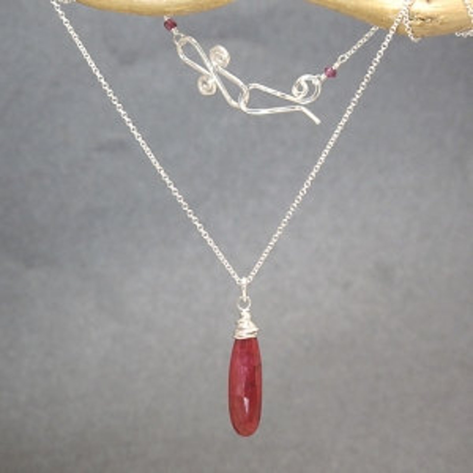 Ruby Gemstone Pendant Chain Necklace 309 - Etsy