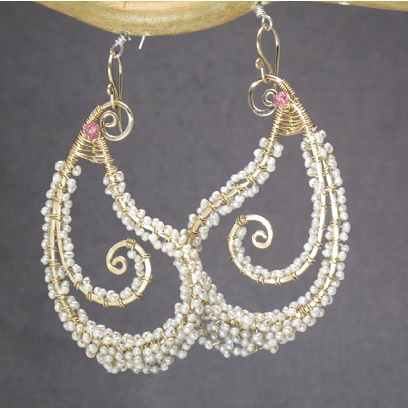 Paisley Leaf Ivory Pearl Earrings Accent Gemstone of Your - Etsy
