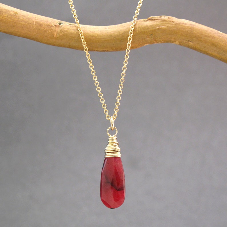 Ruby Gemstone Pendant Chain Necklace 309 - Etsy