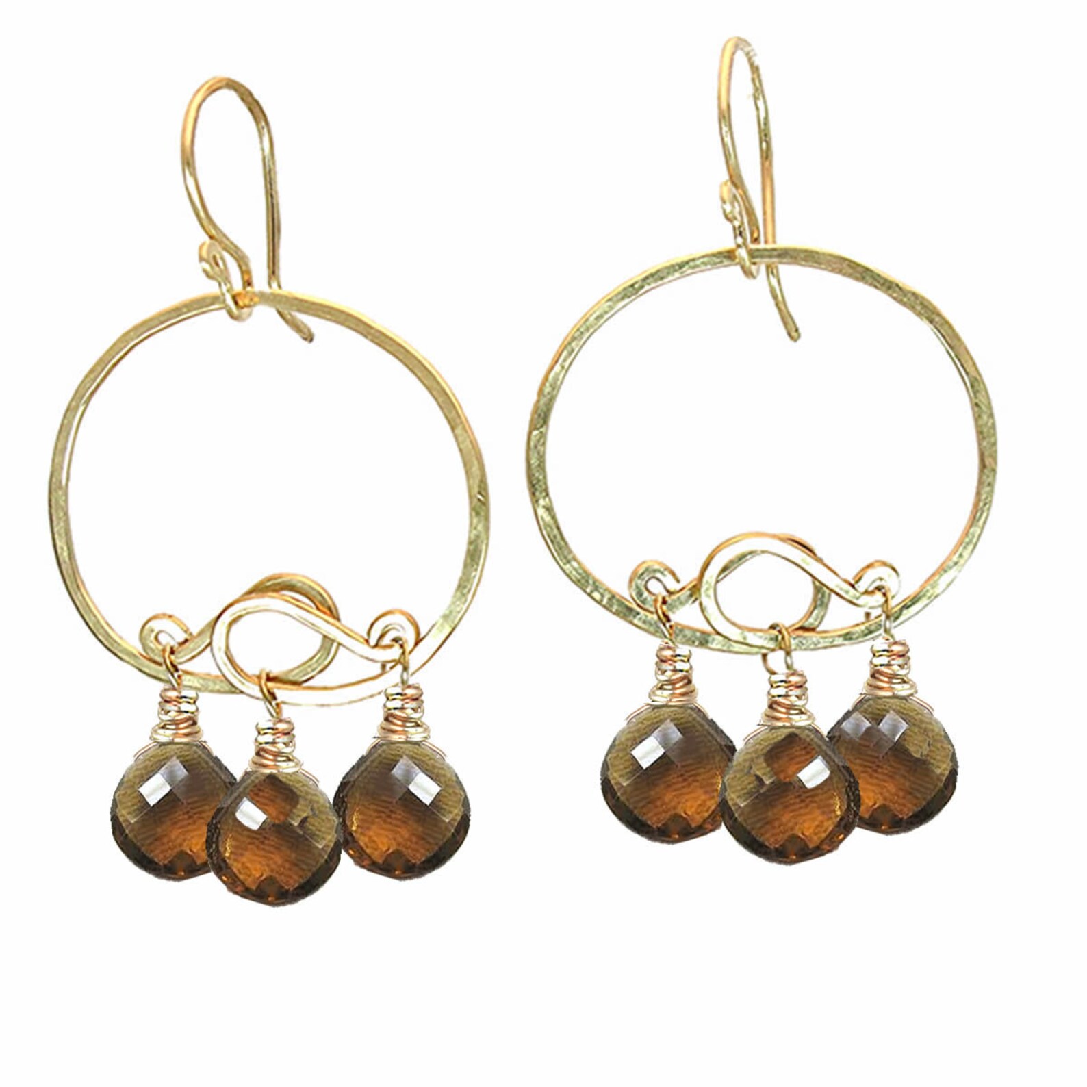 Hammered Swirl Hoops With Choice of Stone Nouveau 38 - Etsy