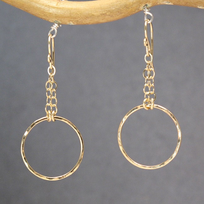 Hammered Circle Hoops on Chain Nouveau 212 - Etsy