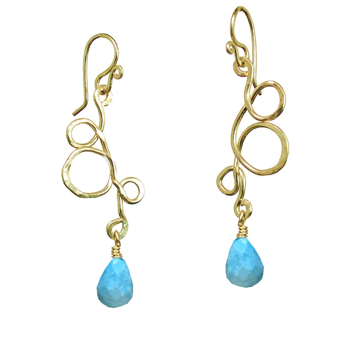 Hammered Bubble Loop Earrings Choice of Stone Nouveau 174 - Etsy