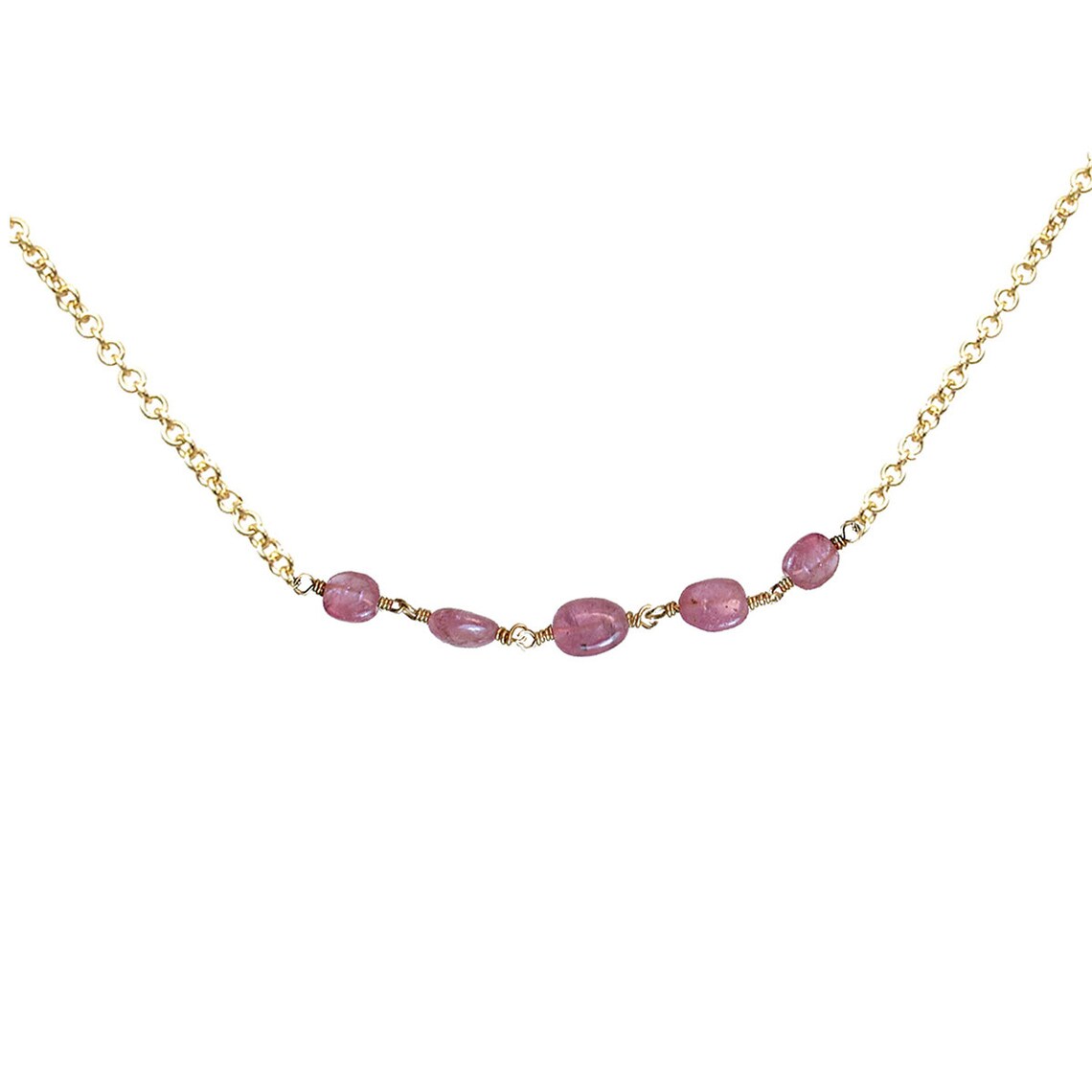 Pink Ruby Pebble Necklace NK391 - Etsy