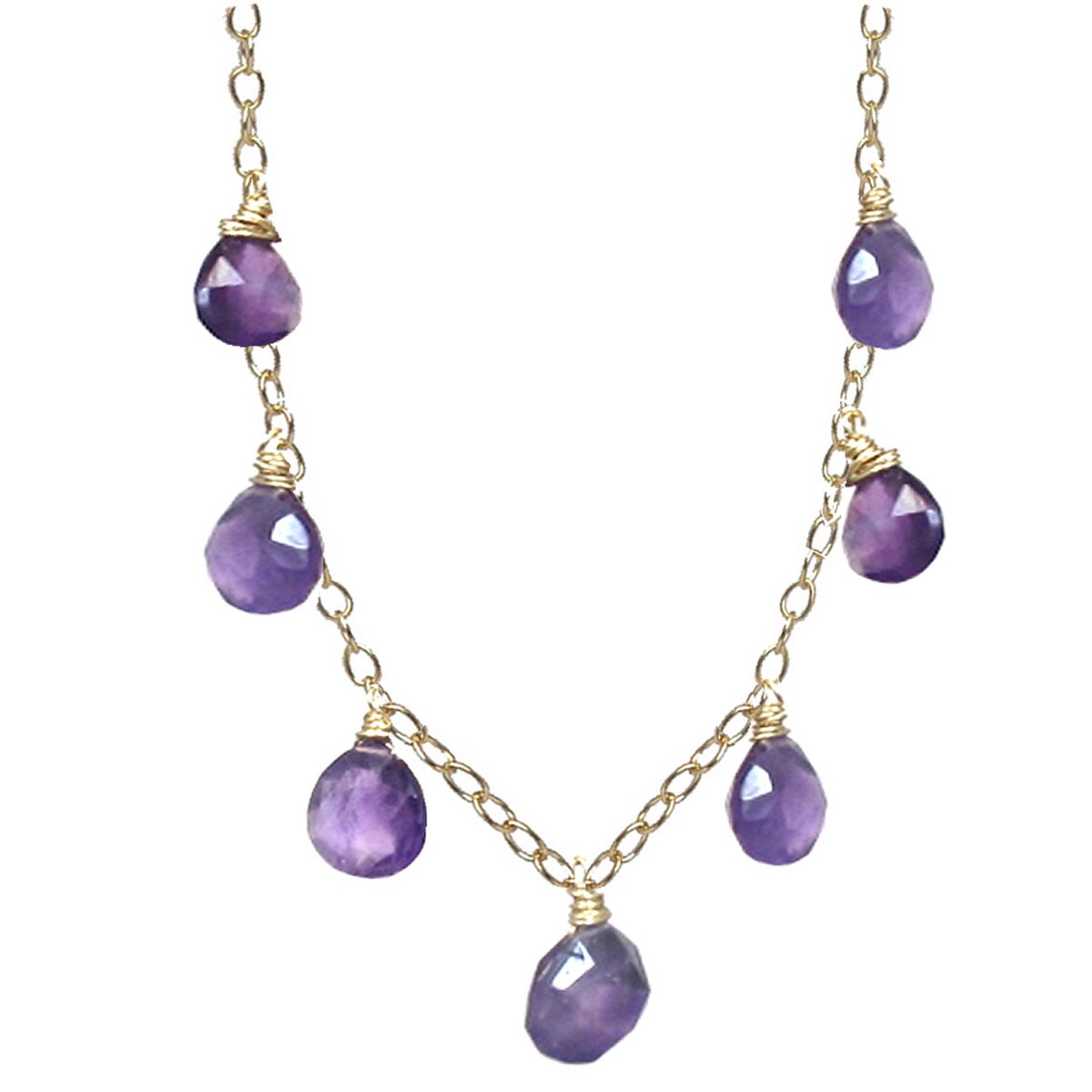 Round Smooth Amethyst Stones on Chain Necklace 166 | Etsy