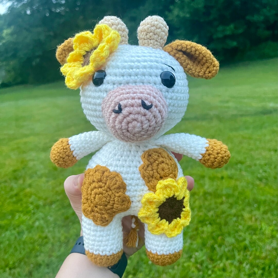Sunflower Cow, Crochet Sunflower Cow, Standing Cow, Cow, Gender Neutral ...
