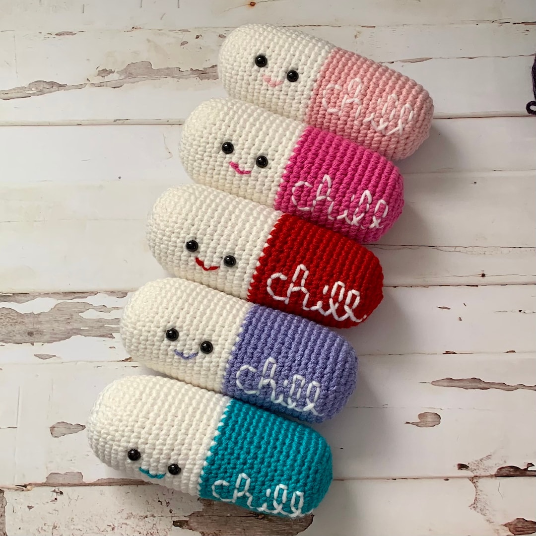 Chill Pill, Happy Pill, Adult Humor, Gag Gifts, Crochet Novelty, Plush ...