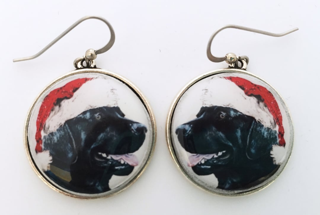 Santa Black Lab Labrador Retriever Christmas Earrings - Etsy