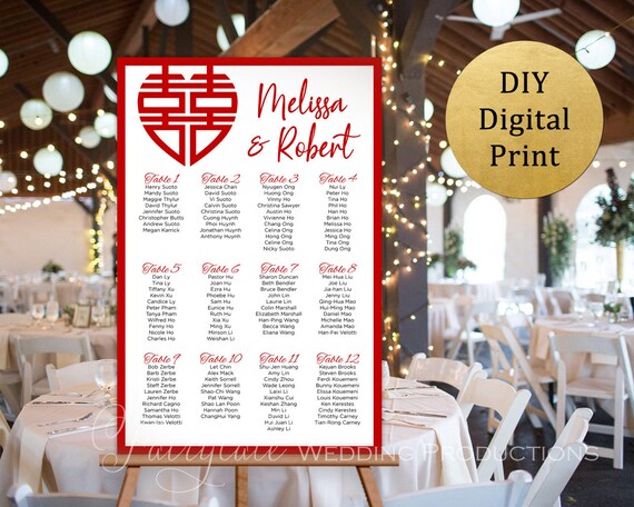 Chinese Asian Fusion Wedding Reception Seating Chart Welcome | Etsy