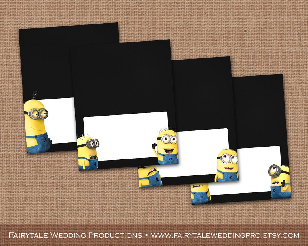 Minions Black Chalkboard Despicable Me Birthday Party Food Tent Cards ...