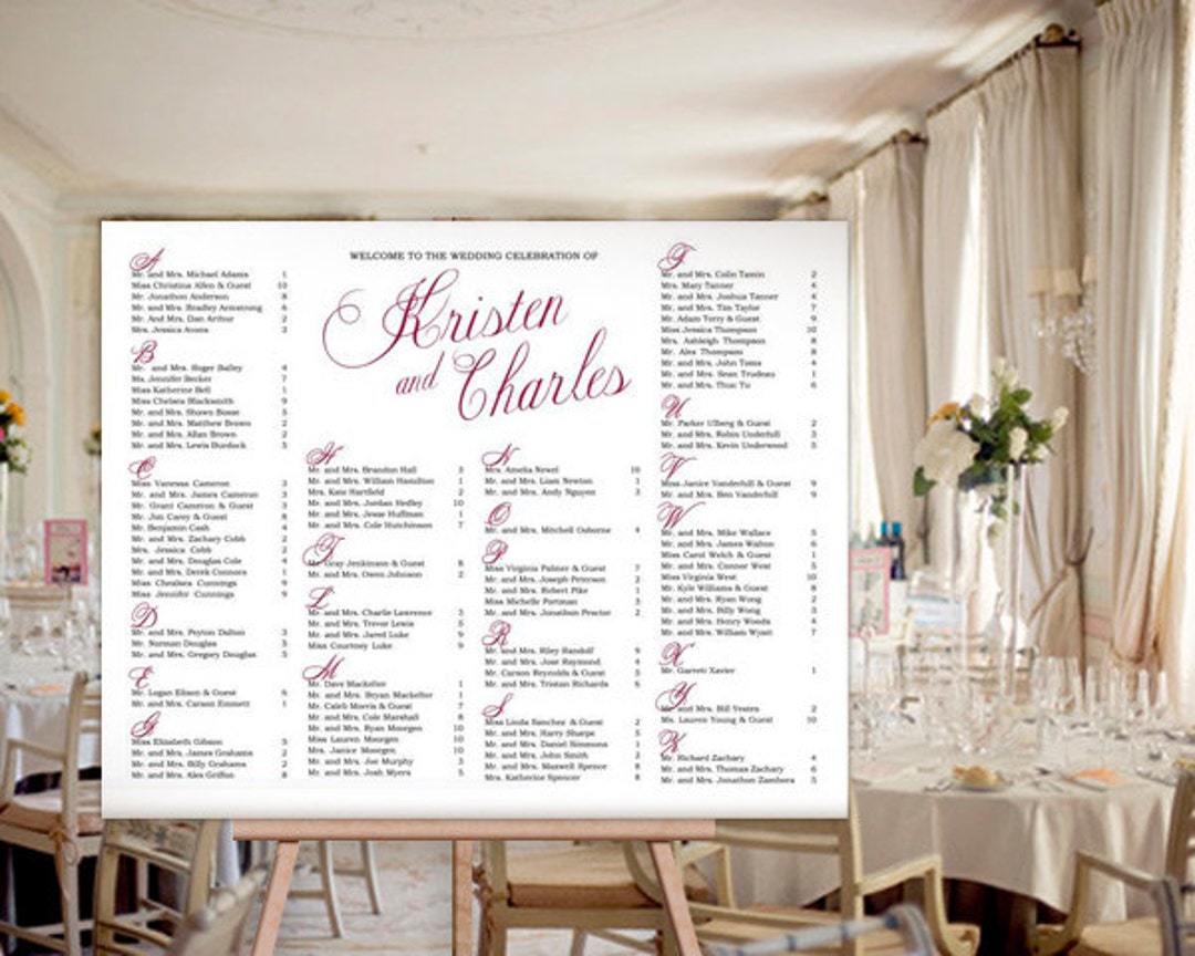 Custom Wedding Guest Seating Chart, Poster Sign, Reception Decor ...