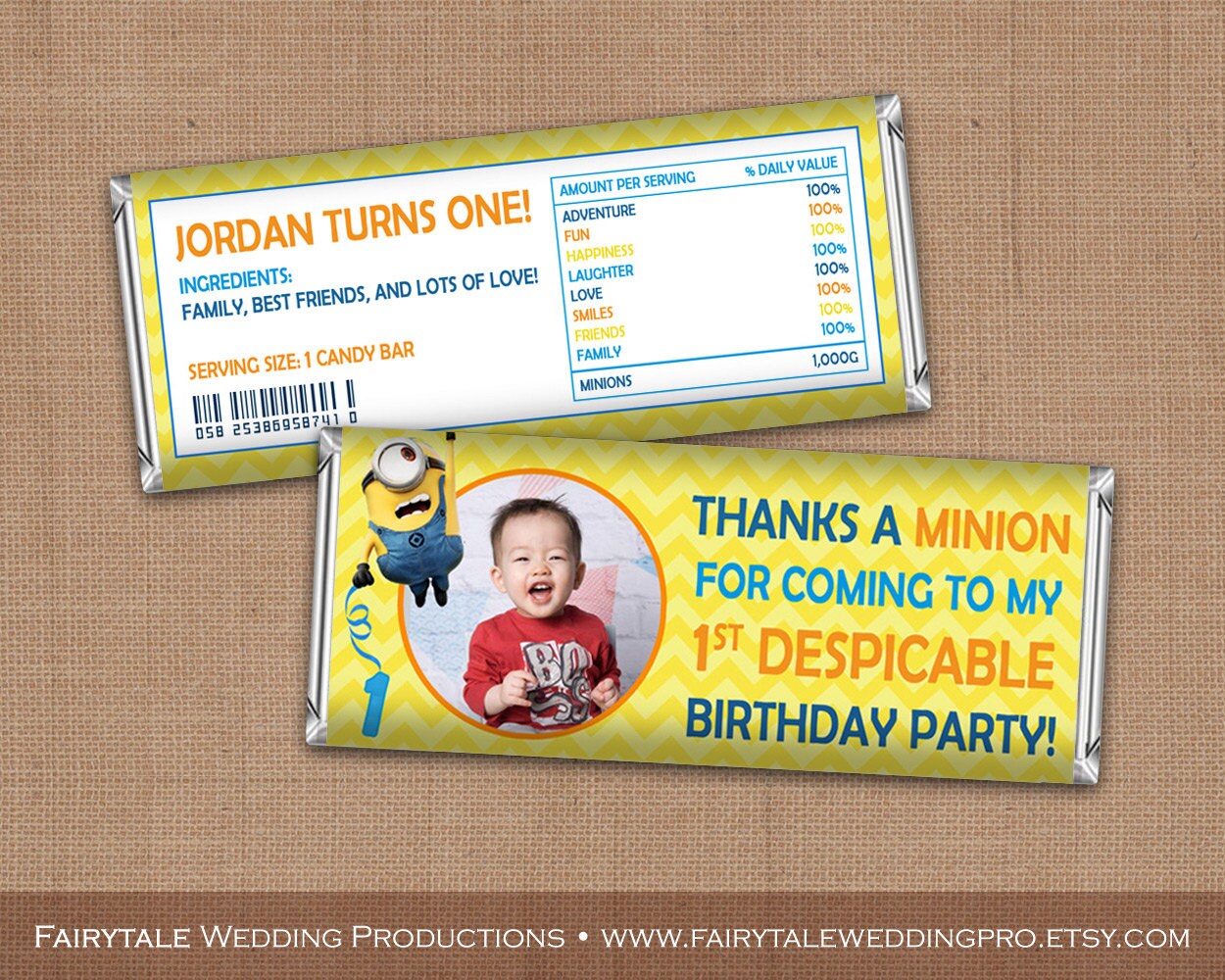 Personalized Despicable Me Minions Birthday Chocolate Bar Candy Wrapper ...