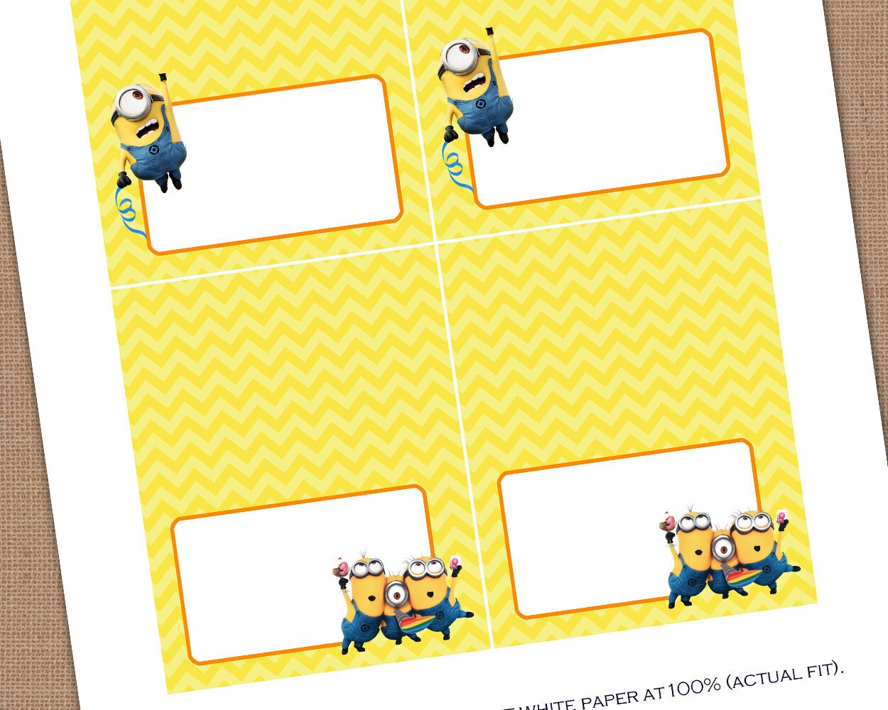Despicable Me Minions Birthday Party Food Tent Cards, Food Labels ...